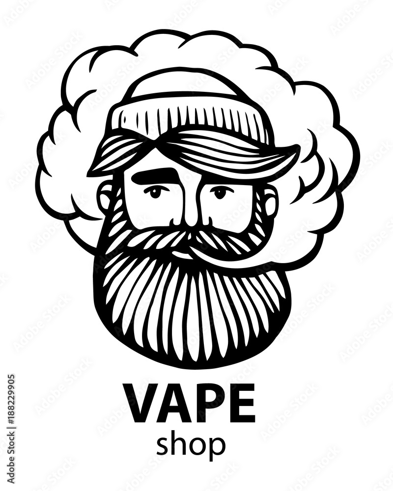 Hipster with vape and cloud. isolated vaper men on black vector ...