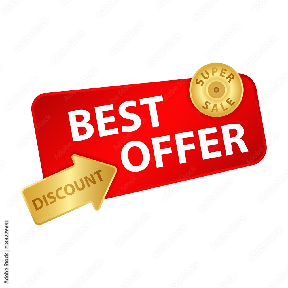 Best offer banner. Super sale discount tag. Red website label on a ...