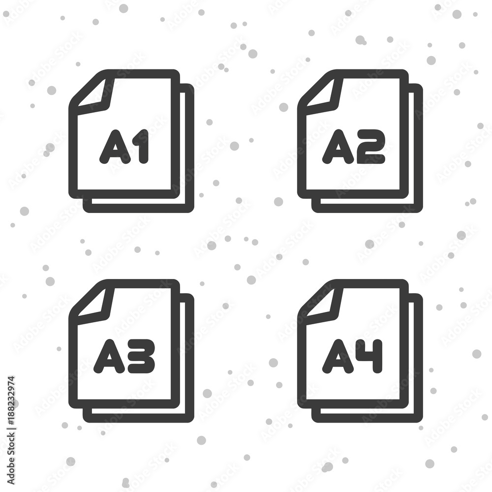 Paper size A1 A2 A3 A4 icons. Document symbol. Stock Vector | Adobe Stock