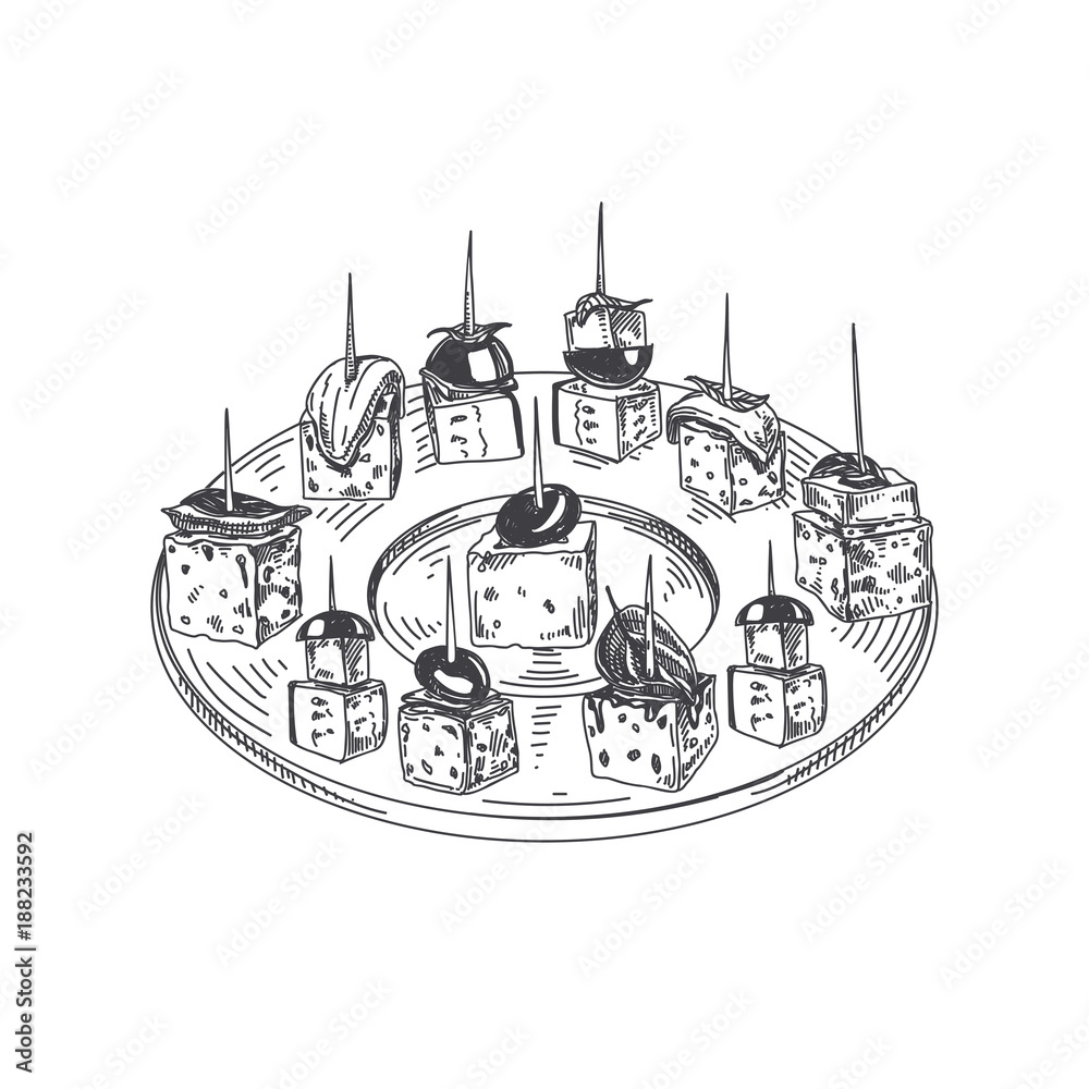 vector hand drawn finger food Illustration Stock Vector | Adobe Stock