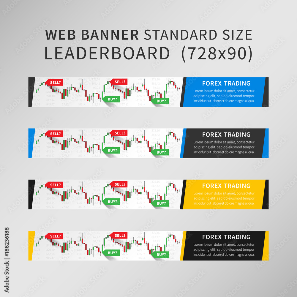 Forex Trading vector web (website) banner set. Online trading signals ...