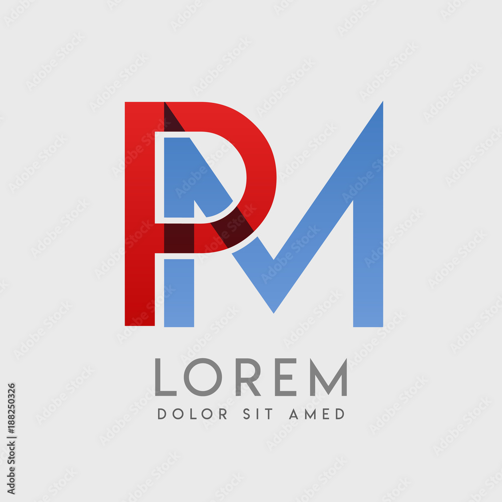 PM logo letters with "blue and red" gradation Stock Vector | Adobe Stock