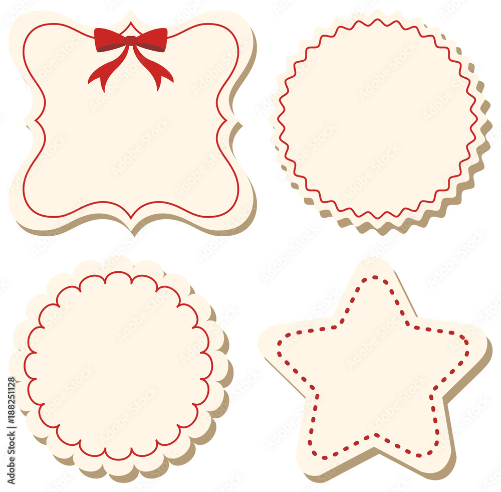Four label templates with red border Stock Vector | Adobe Stock