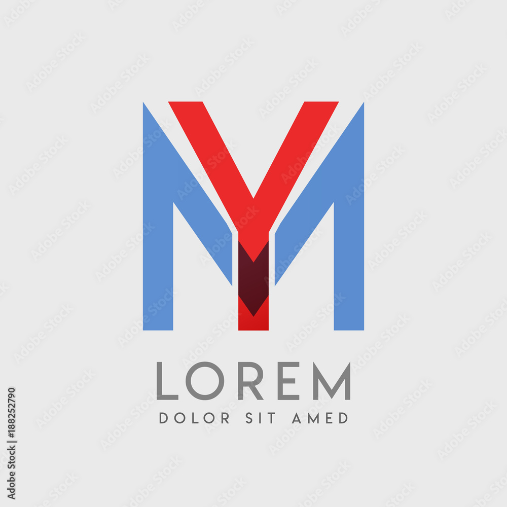 YM logo letters with "blue and red" gradation Stock Vector | Adobe Stock