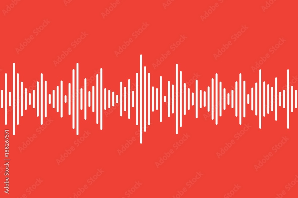 Vector Sound waves. Simple white lines on orange background. Equalizer ...