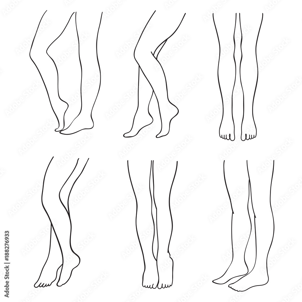 Outline attractive female legs vector set Stock Vector | Adobe Stock