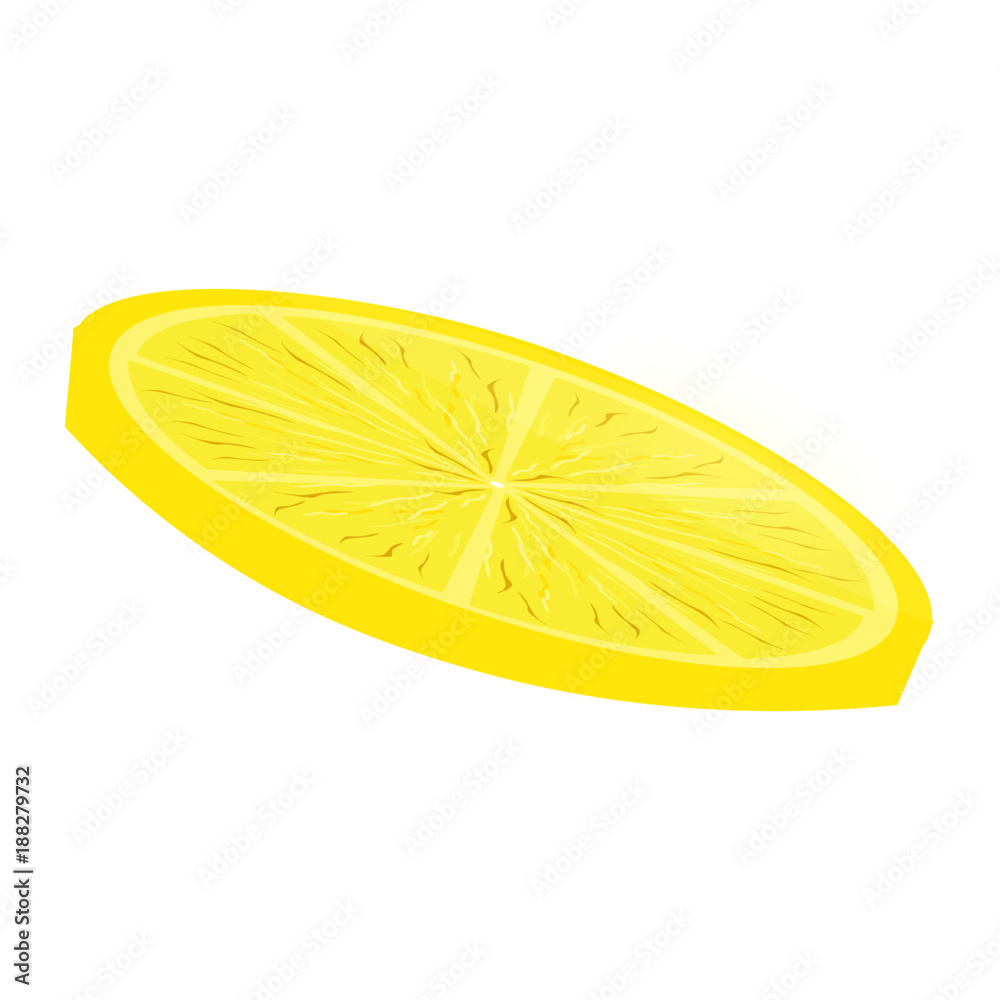 Lemon Vector, simple yellow lemon illustration, front side view wedge ...