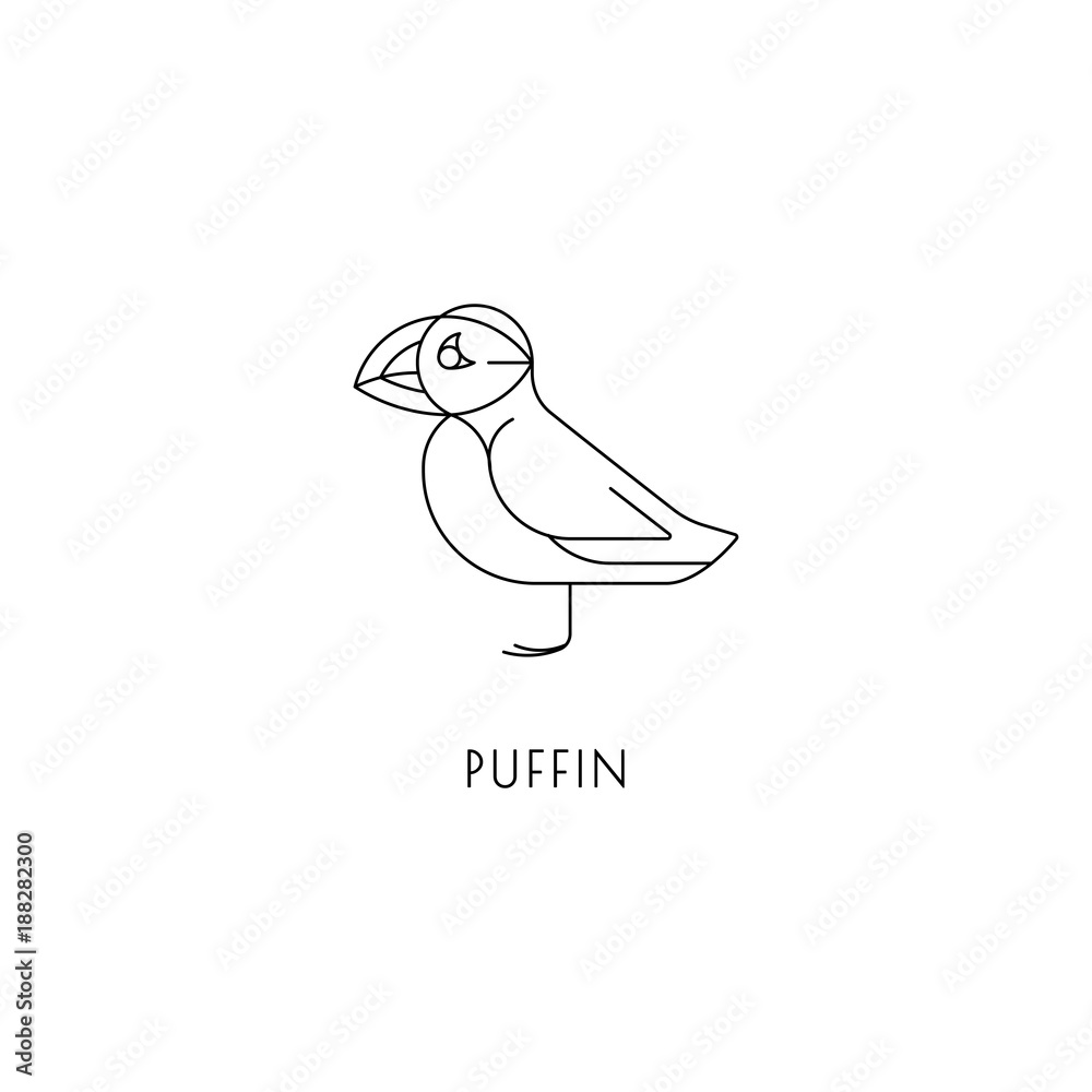 Puffin outline icon Stock Vector | Adobe Stock