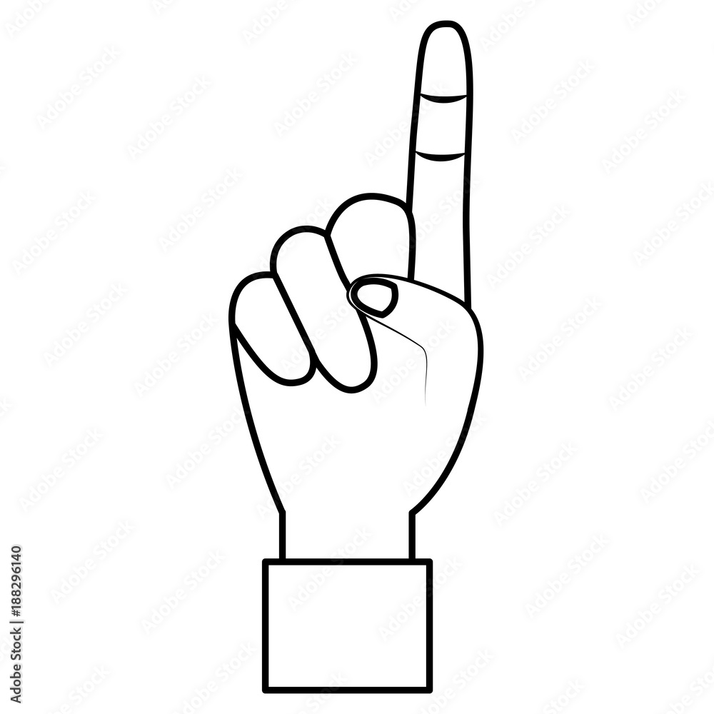hand show forefinger finger pointing first vector illustration outline ...