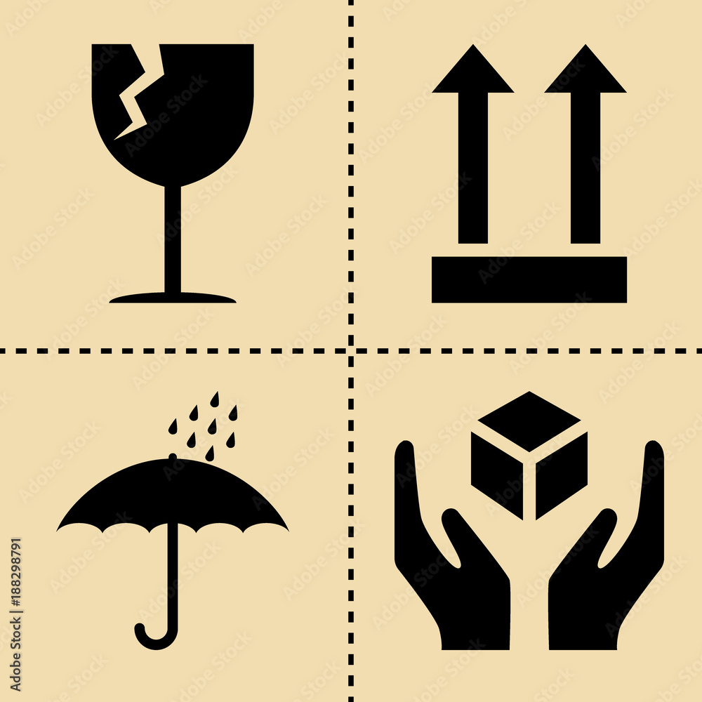 Vetor de set of packaging icons, packing cargo labels, delivery service ...