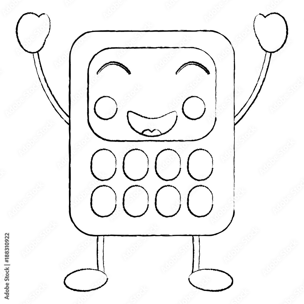 calculator math kawaii character cartoon vector illustration sketch ...