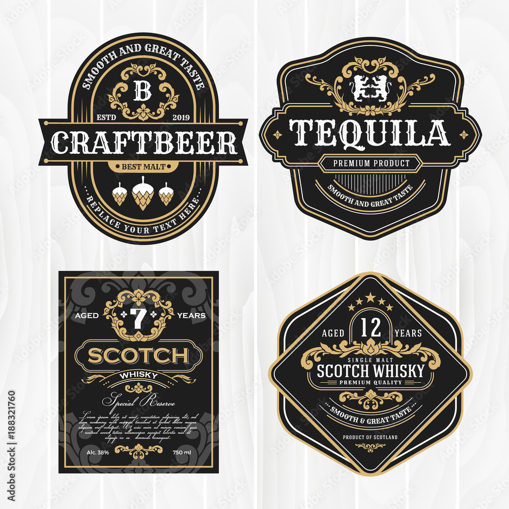 Classic vintage frame for whisky labels and antique product Stock ...