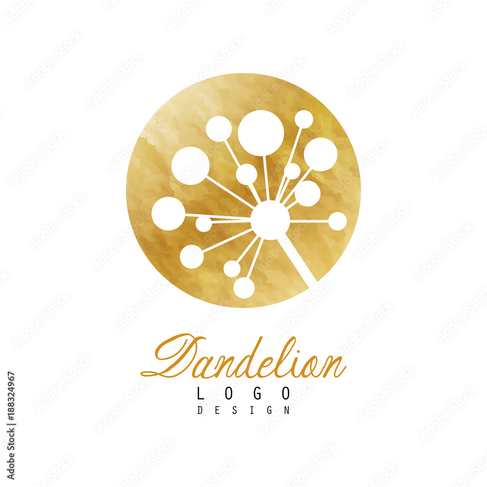 Vetor de Circular dandelion logo design. Natural symbol. Luxury label ...