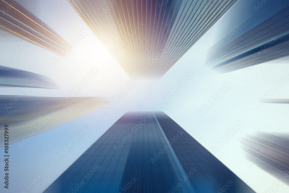 bottom view of modern skyscraper business district concept . background ...