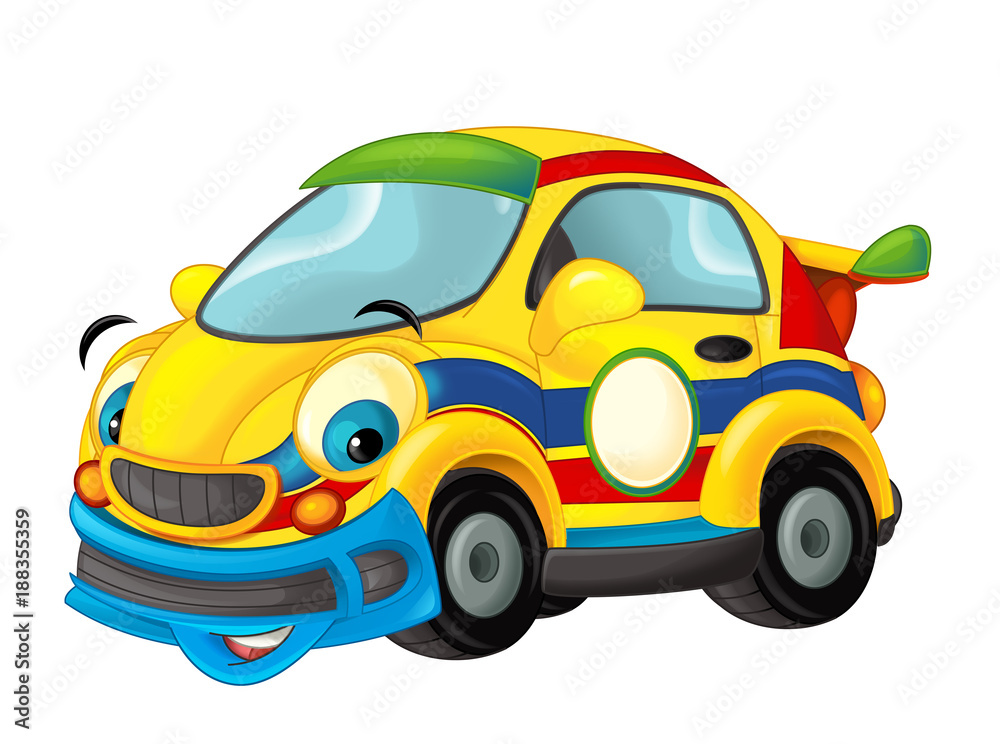 cartoon happy and funny looking sports car like ambulance ...