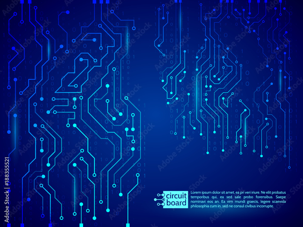High-tech technology background texture. Blue circuit board vector ...