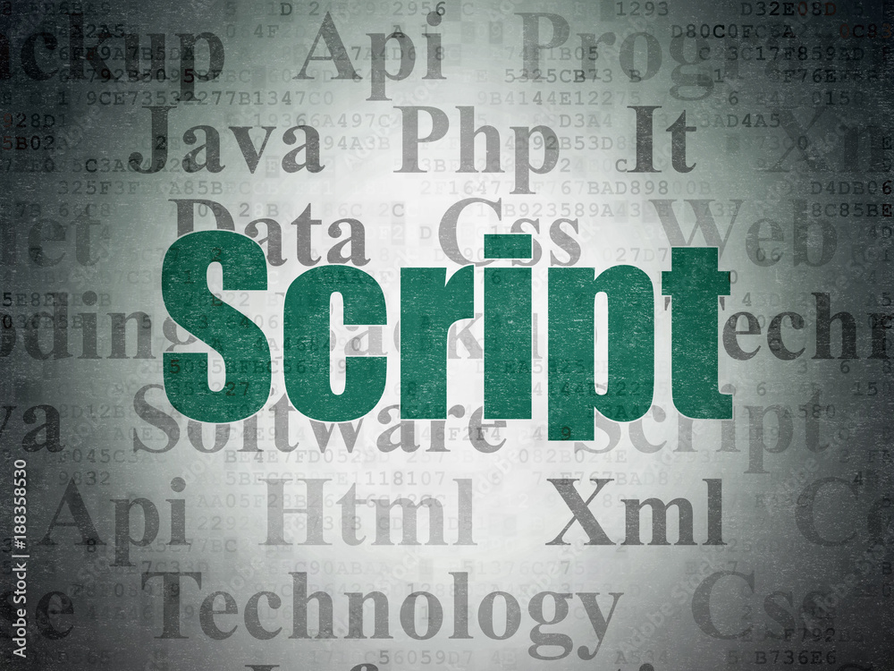 Programming concept: Painted green text Script on Digital Data Paper ...