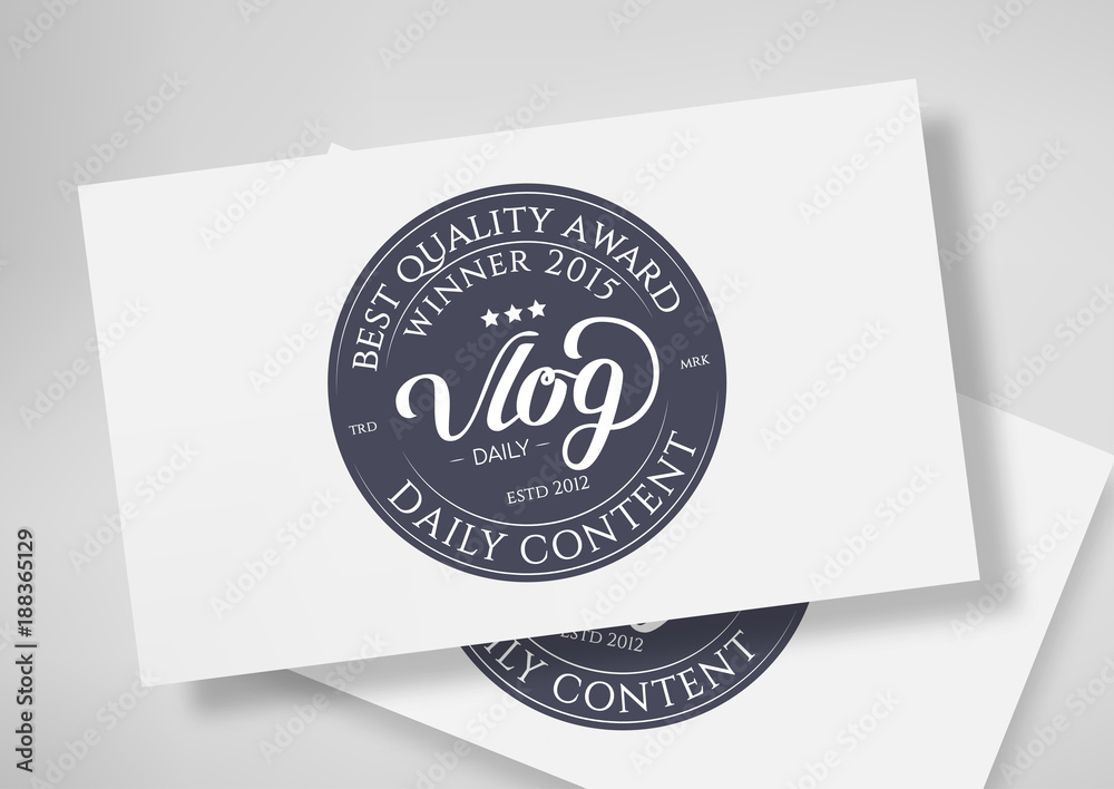 Round Badge Daily Vlog Blogger with Hand Drawn Lettering Isolated on ...