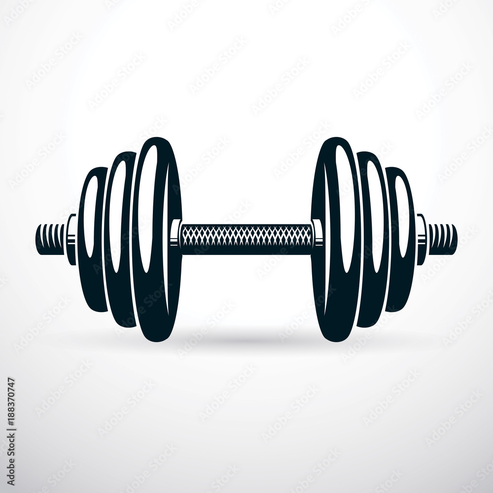 Dumbbell vector illustration isolated on white with disc weight. Sport ...