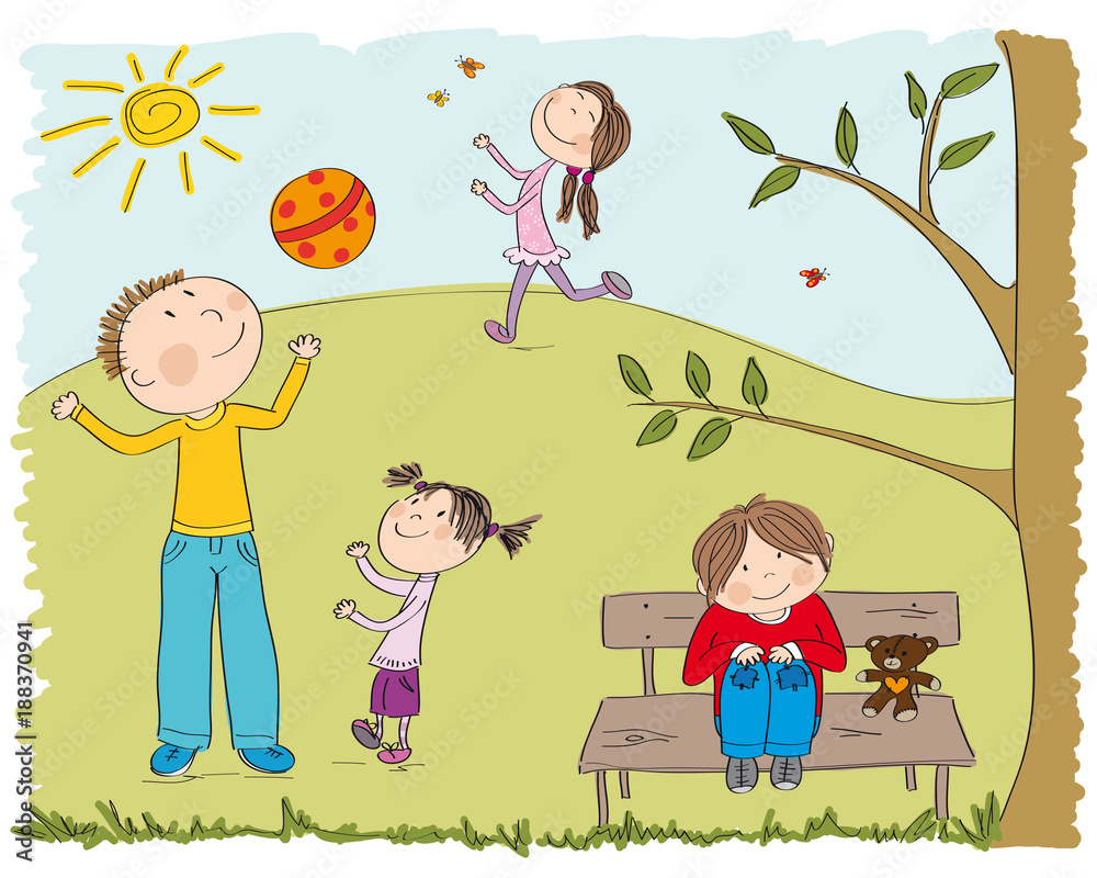 Little Girl Playing Outside Clipart