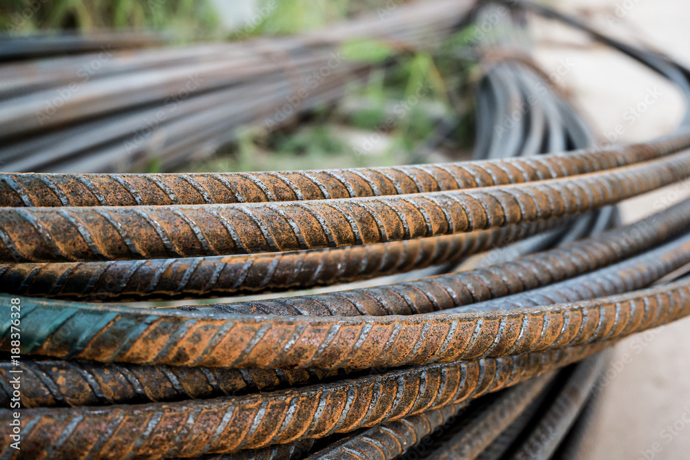 Deformed steel bars metal texture close up Stock Photo | Adobe Stock