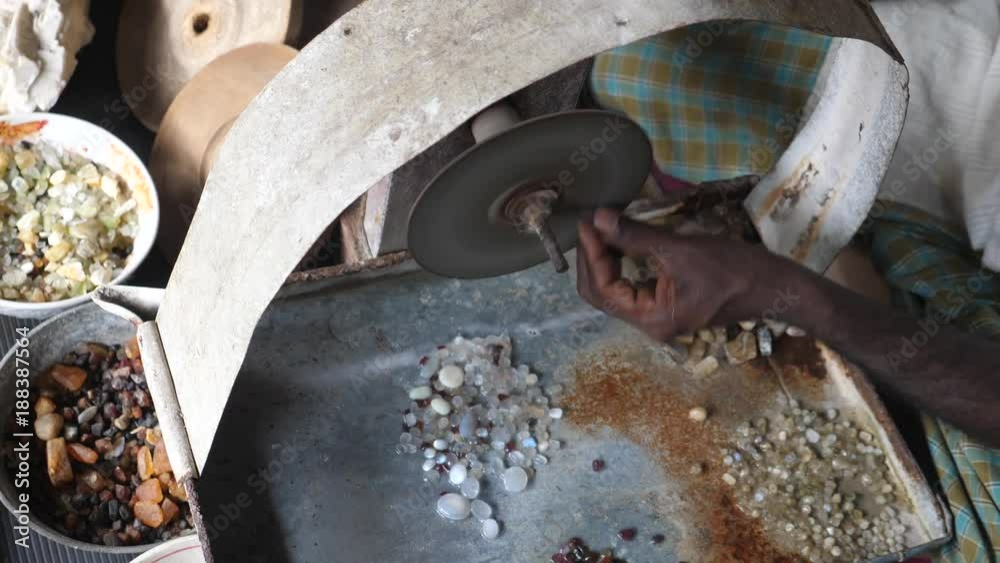 Ancient Gem Cutter Cutting And Polishing Gems With Old Tools. 4K. Stock ...