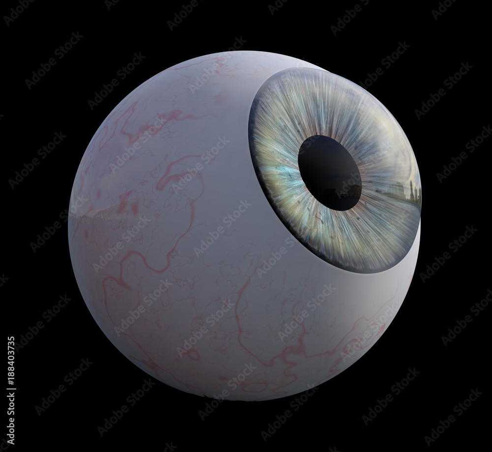 3D illustration - Blue human eye isolated on black background Stock ...