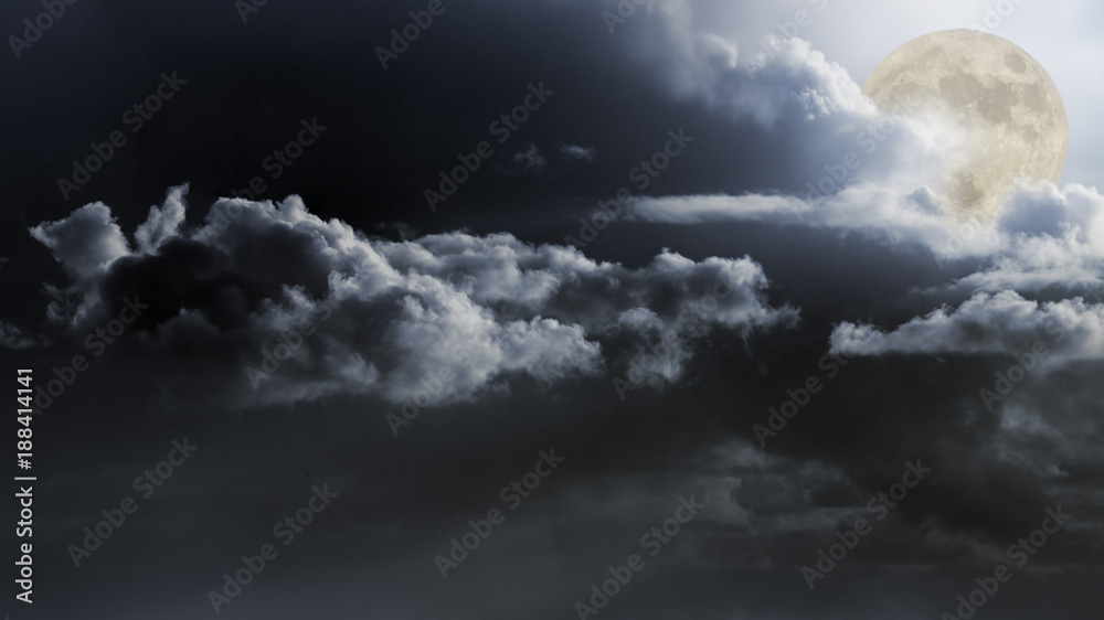 Cloudy full moon night Stock Photo | Adobe Stock