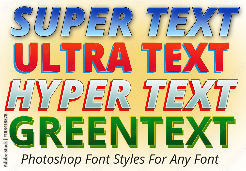 4 Super Text Font Styles Stock Template | Adobe Stock