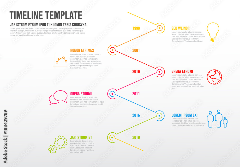 Vertical Zigzag Timeline Infographic Layout 2 Stock Template | Adobe Stock