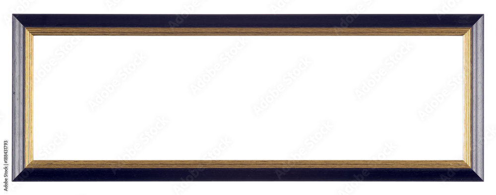 Empty picture frame isolated on white, panoramic landscape format, in ...