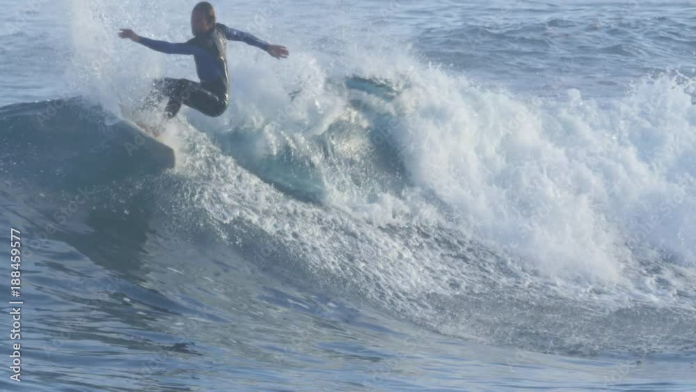 SLOW MOTION: Cool surfer crashes off surfboard into a splashing barrel ...
