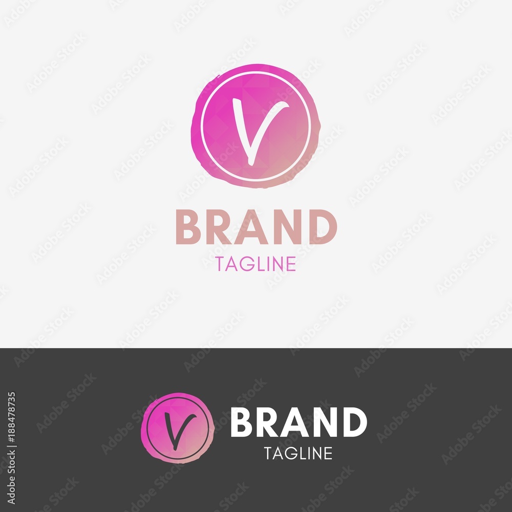 Letter V Shape Polygon Logo template element symbol in pink color Stock ...