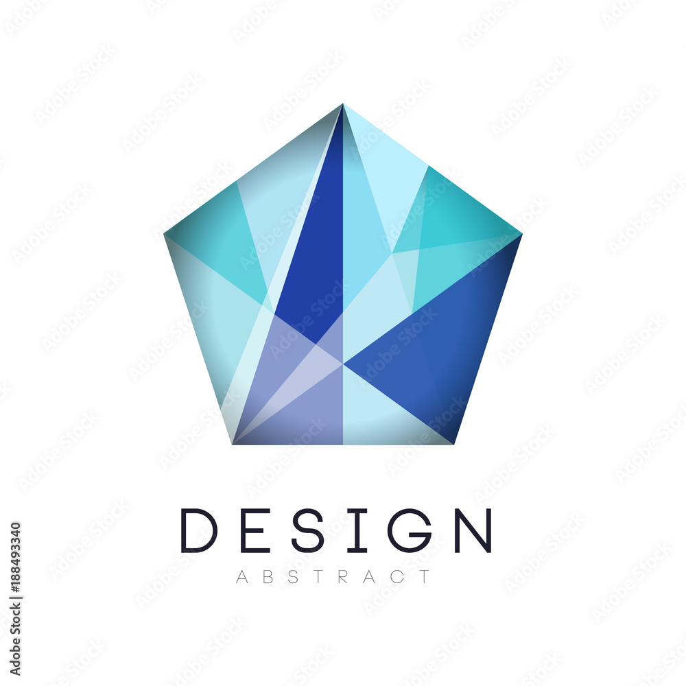 Original crystal logo in gradient blue color. Company branding identity ...