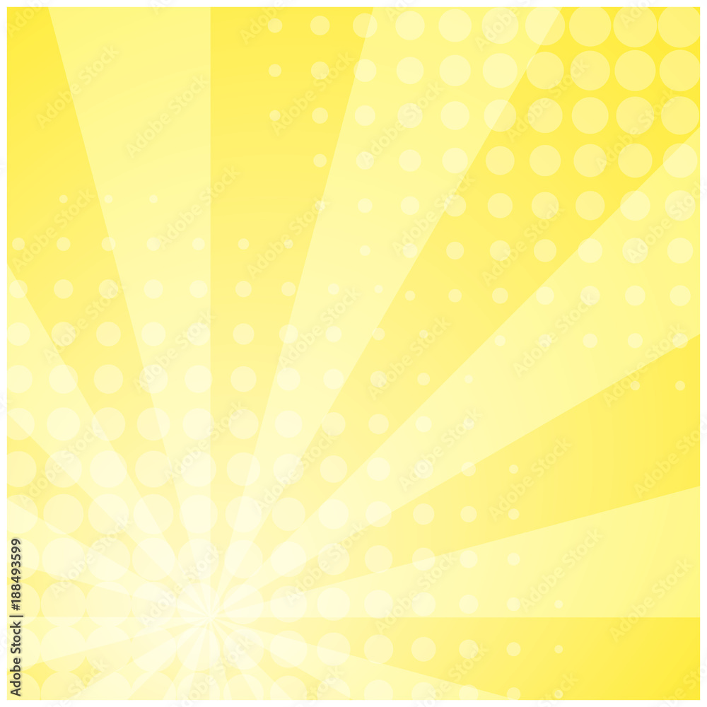 Abstract sunny yellow striped retro comic background with halftone ...
