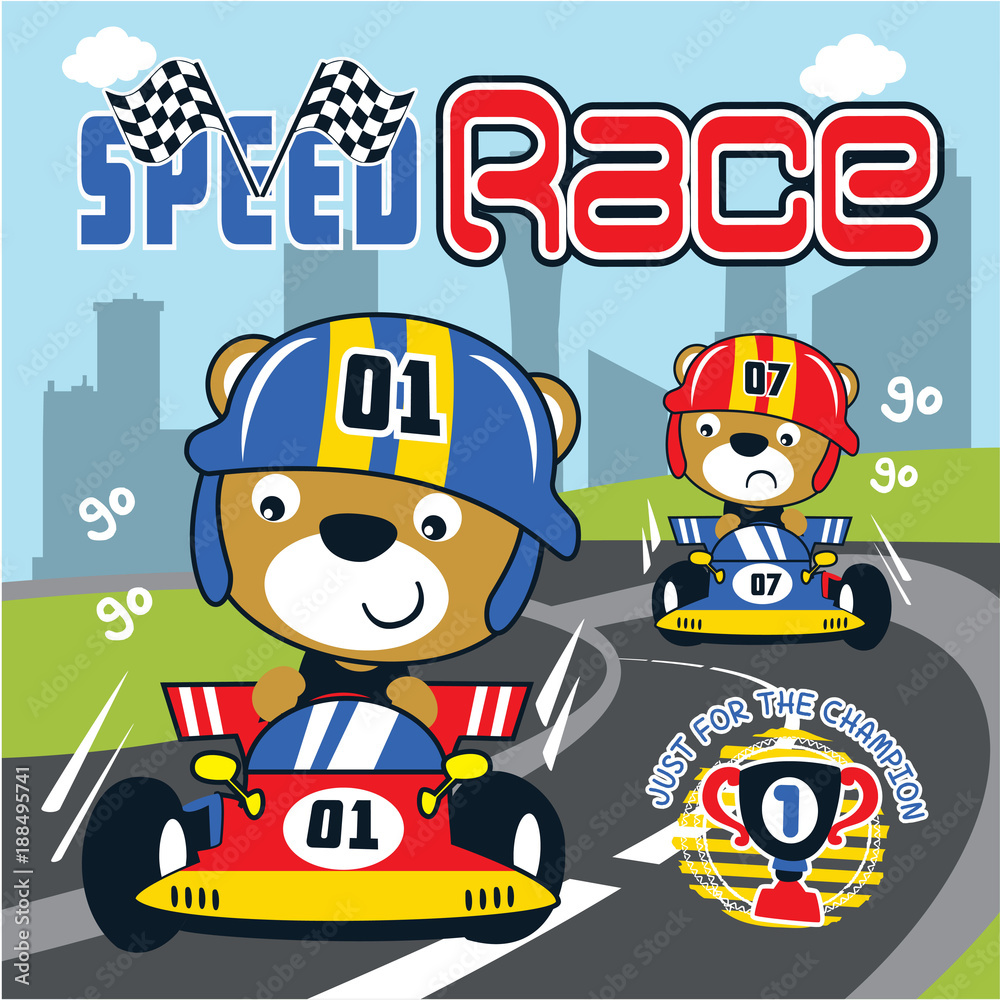 Racing Cartoon Vector Illustration Stock Vector | Adobe Stock
