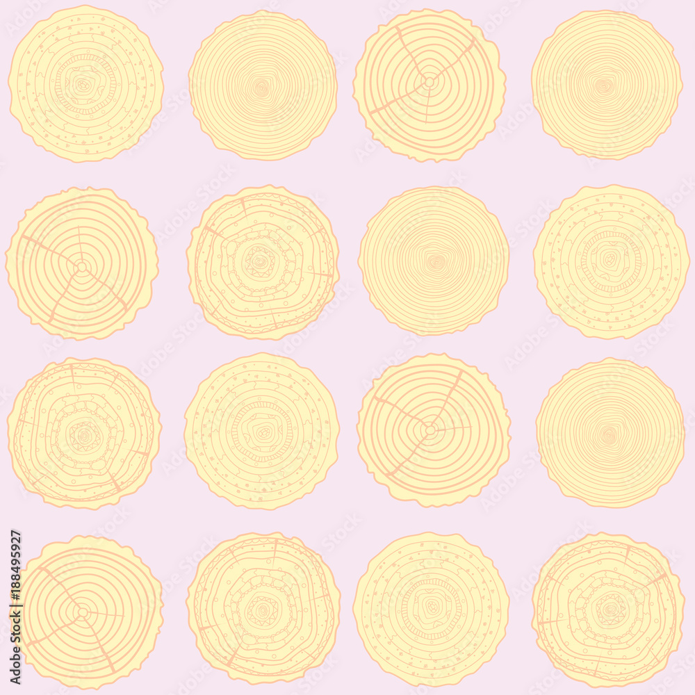 Tree rings. Seamless pattern. Set of tree rings on isolation background ...
