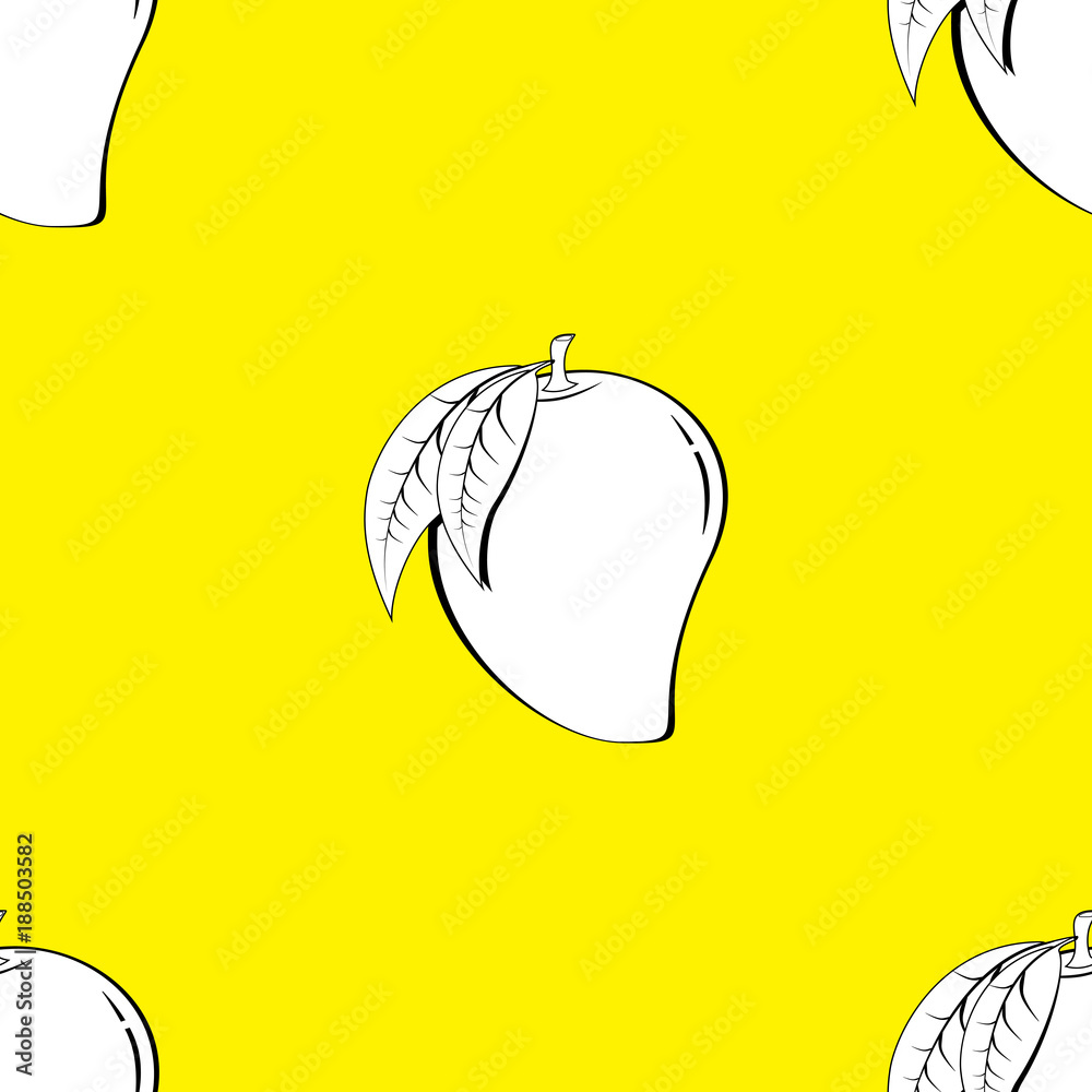 2d mango fruit contour abstract on yellow background. Available in high ...