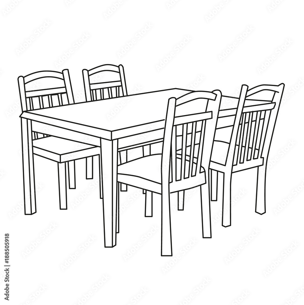 Sketch Dining Table With Chairs Stock Vector Adobe Stock Sketch Dining Table With Chairs Stock Vector Adobe Stock