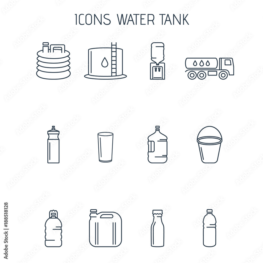 Linear icons water tanks Stock Vector | Adobe Stock