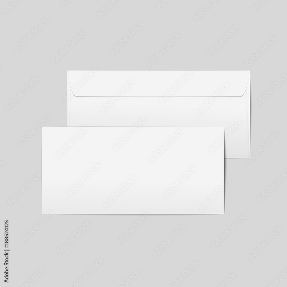 Vector realistic paper envelopes. Front and back with transparent ...