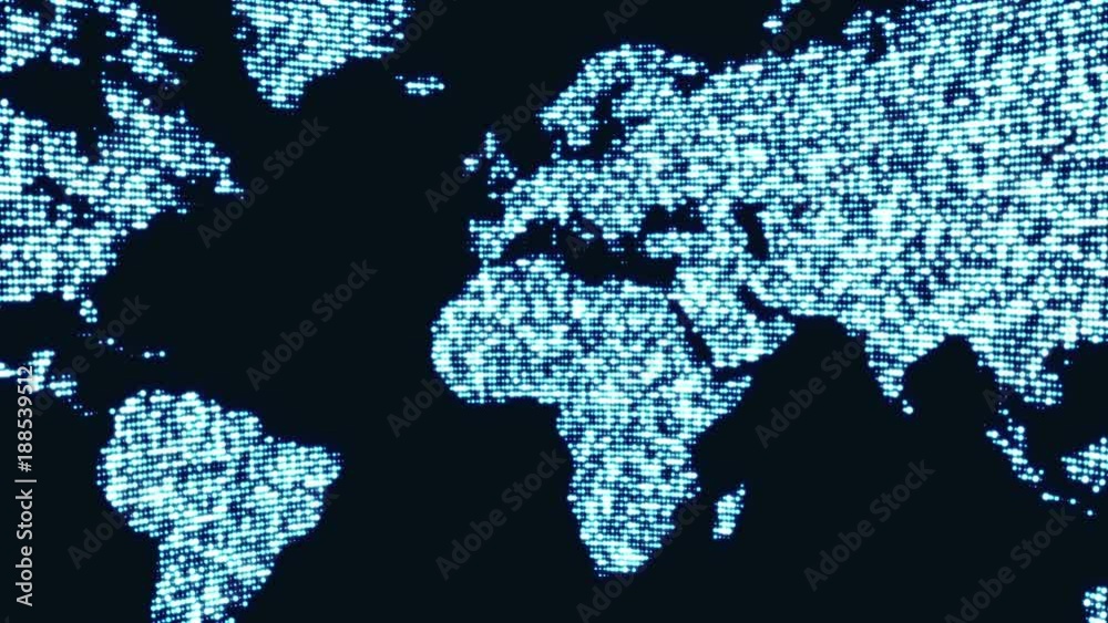 Digital blue world map in dots. Motion graphics background for ...