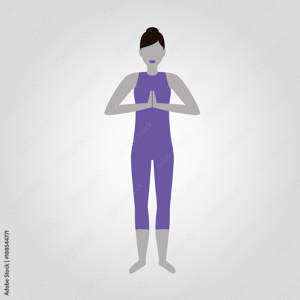 Asana Tadasana yoga pose isolated flat vector icon Stock Vector | Adobe ...