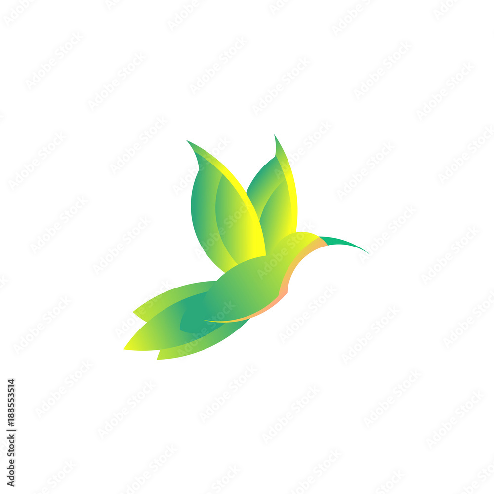 Colorful hummingbird sign. Simple Colibri logo. Drawing of animal fly ...