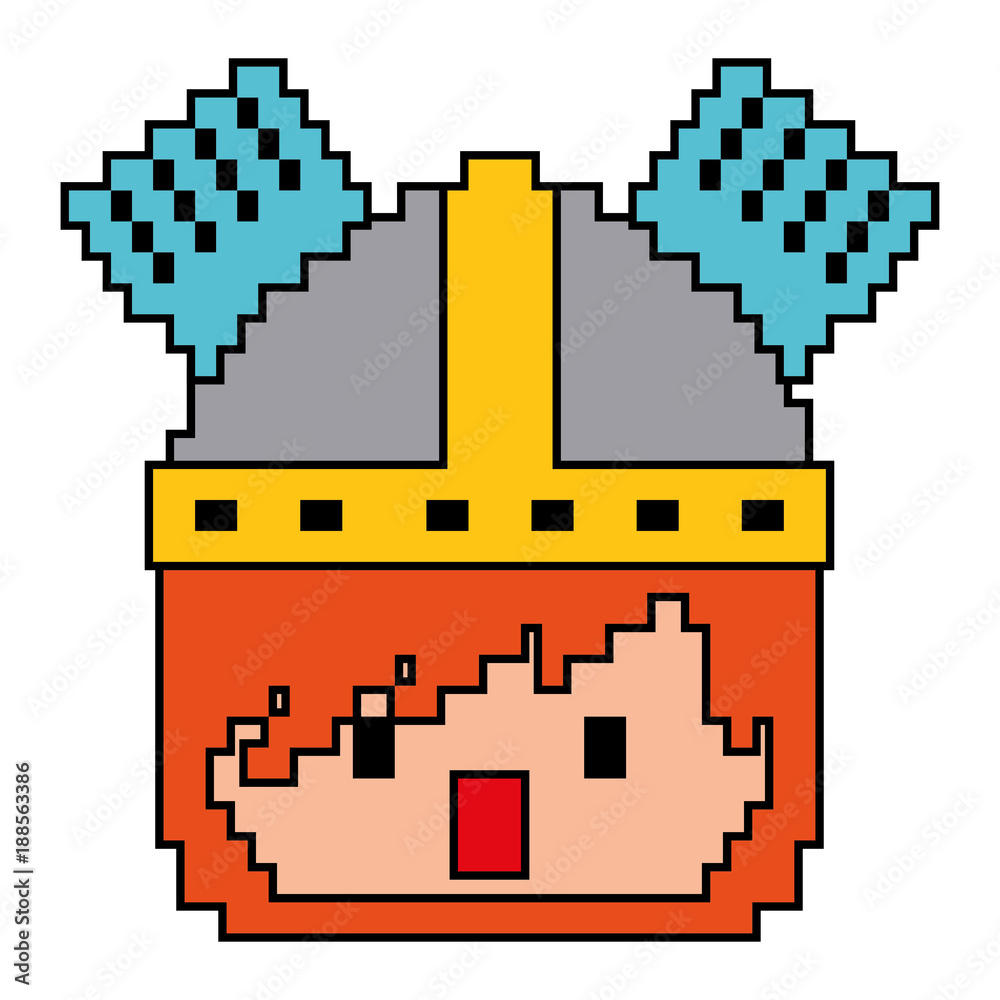 pixel character face knight with helmet game vector illustration Stock ...