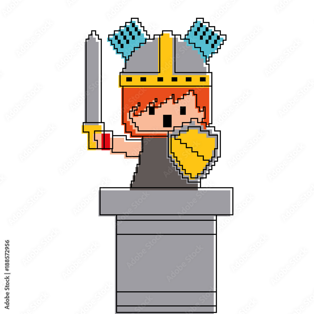 pixel character knight game interface level vector illustration Stock ...