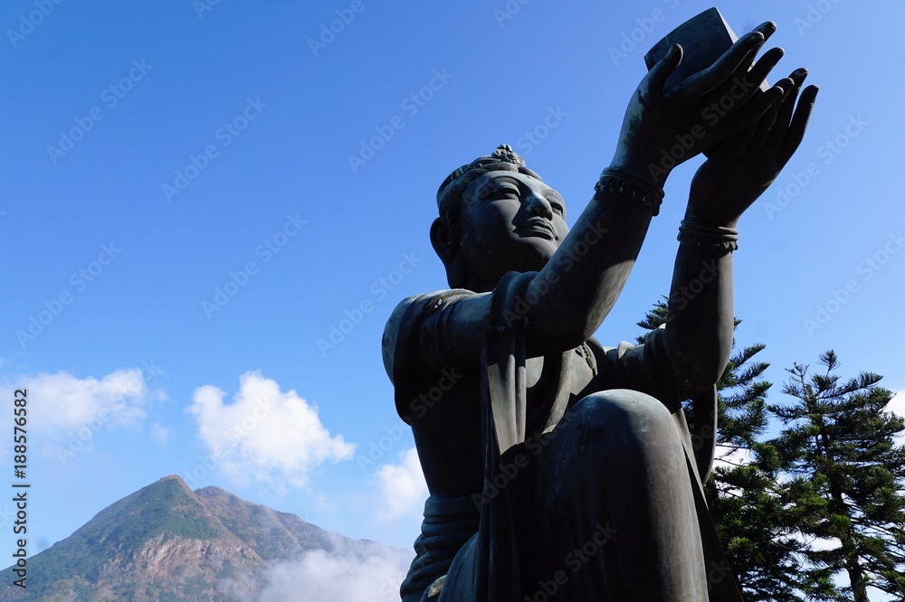 Big Buddha trai in Hong kong at island lantau at tian tan monastery ...