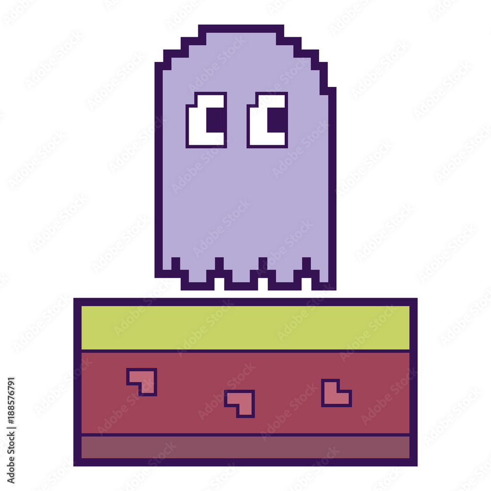 pixel ghost game play character arcade vector illustration Stock Vector ...