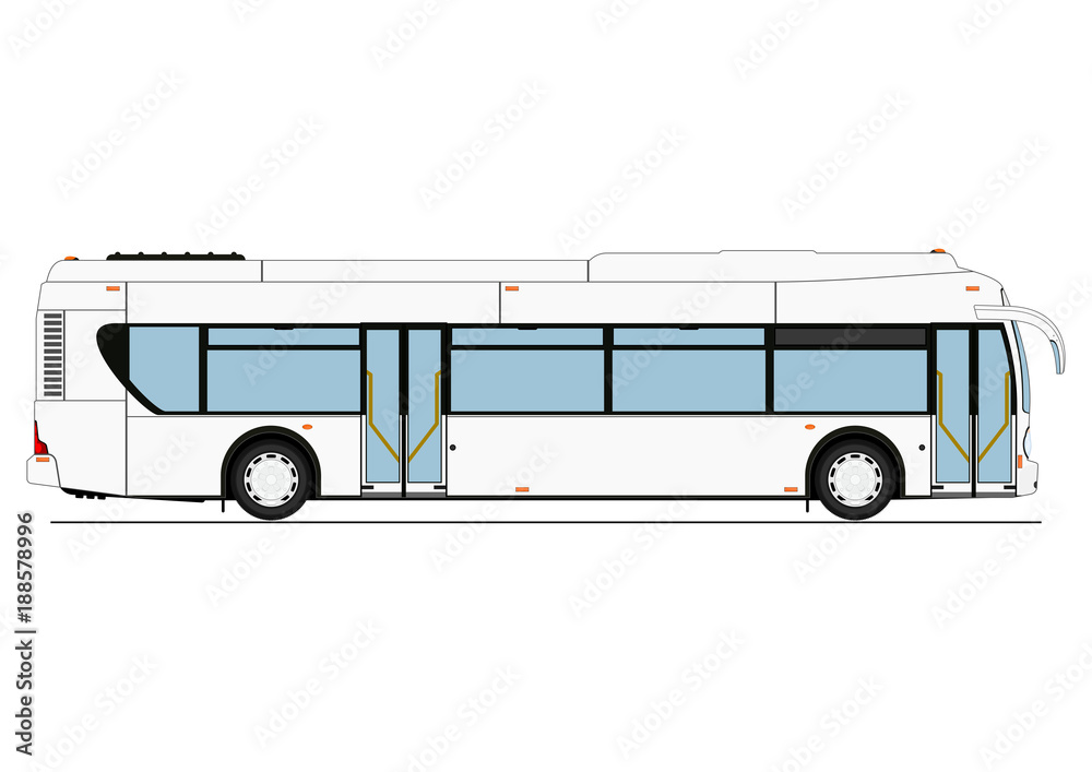 Cartoon city low floor bus. Side view. Flat vector. Stock Vector ...