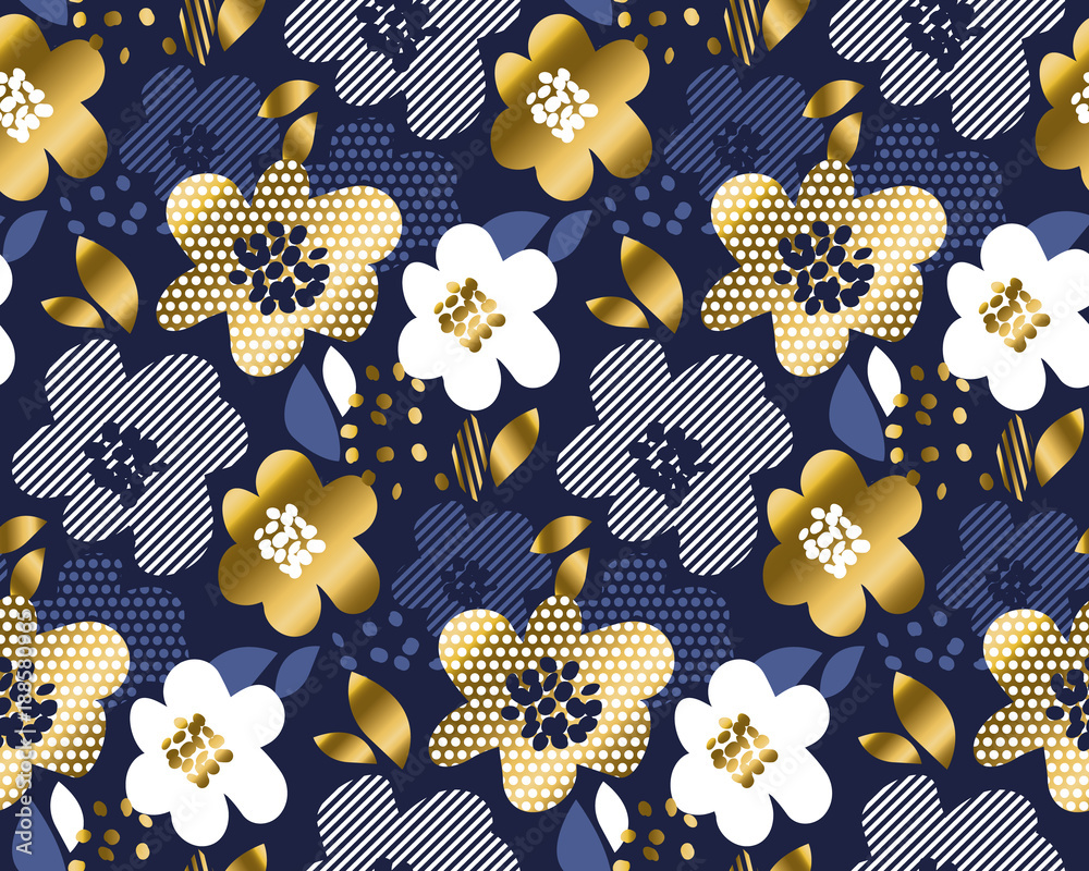 Vettoriale Stock Luxury Floral Seamless Pattern With Geometric Texture vettoriale-stock-luxury-floral-seamless-pattern-with-geometric-texture